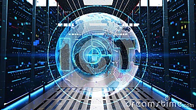 IOT Icon Moving through Rack Servers in Data Center. Stock Video ...