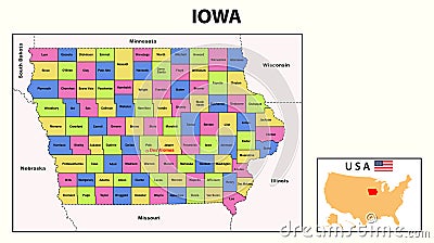 Iowa Map. State And District Map Of Iowa. Political Map Of Iowa With ...