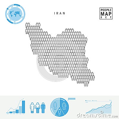Iran People Icon Map. Stylized Vector Silhouette Of Iran. Population ...