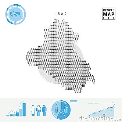 Iraq People Icon Map. Stylized Vector Silhouette Of Iraq. Population ...