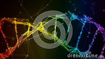 Iridescent Rainbow Binary Digital Dna Molecule Strand Colorful Loop ...