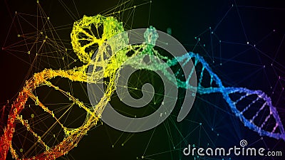 Iridescent Rainbow Binary Digital Dna Molecule Strand Colorful Loop ...
