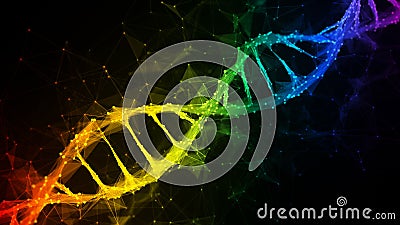 Iridescent Rainbow Digital Polygon DNA Molecule Strand Colorful Loop ...