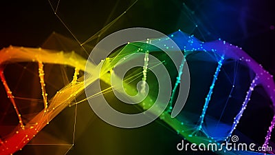 Iridescent Rainbow Digital Polygon DNA Molecule Strand Colorful Loop ...