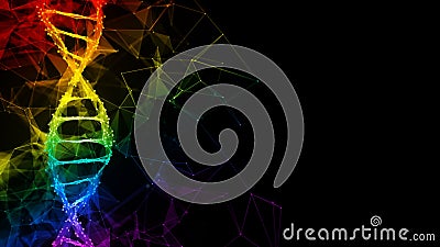 Iridescent Rainbow Digital Polygon DNA Molecule Strand Colorful Loop ...