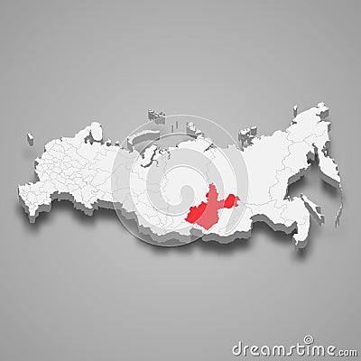 Irkutsk Region Location Within Russia 3d Map Vector Illustration ...