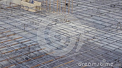 Iron Frame Reinforcement Concrete Slab Stock Footage - Video of digging ...