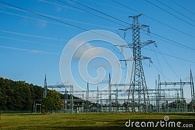Iron Utility Pole Of A High Voltage Power Line And Distribution Unit ...