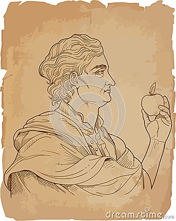 Isaac Newton Line Art Style Portrait. Vector | CartoonDealer.com #233357680