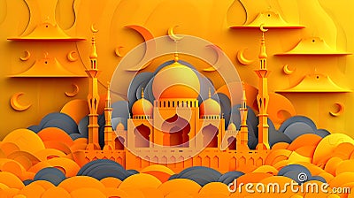 Islamic Paper Cut Design For Hari Raya Haji With Crescent Moons And ...