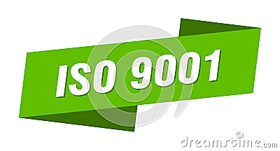 Iso 9001 Banner Template. Ribbon Label Sign. Sticker Vector ...