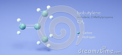 Isobutylene, Isobutene, Colorless Gas, Molecular Structures, 3d ...