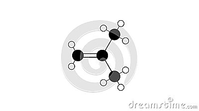 Isobutylene Molecule, Structural Chemical Formula, Ball-and-stick Model ...