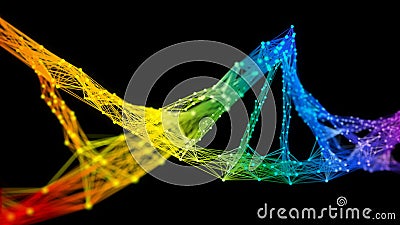 Isolated Iridescent Rainbow Digital Plexus DNA Molecule Strand Colorful ...