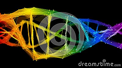 Isolated Iridescent Rainbow Digital Polygonal Dna Molecule Strand ...