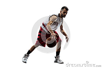 Isolated Basketball Player in Action is Flying Stock Image - Image of ...