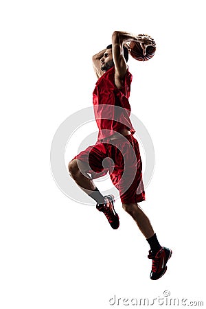 Isolated Basketball Player in Action is Flying Stock Image - Image of ...