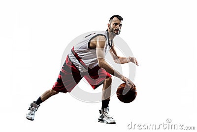 Isolated Basketball Player in Action is Flying Stock Image - Image of ...