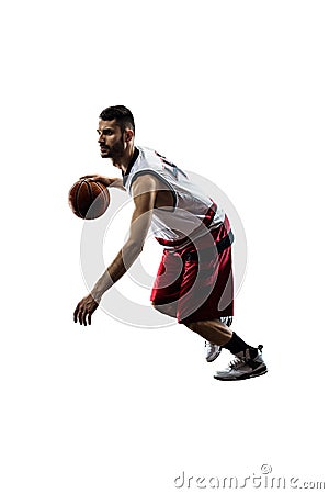 Isolated Basketball Player in Action is Flying Stock Image - Image of ...