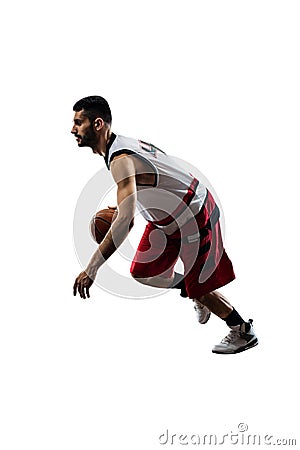 Isolated Basketball Player in Action is Flying Stock Image - Image of ...