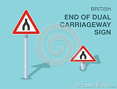 Isolated British End Of Dual Carriageway Sign. Front And Top View ...