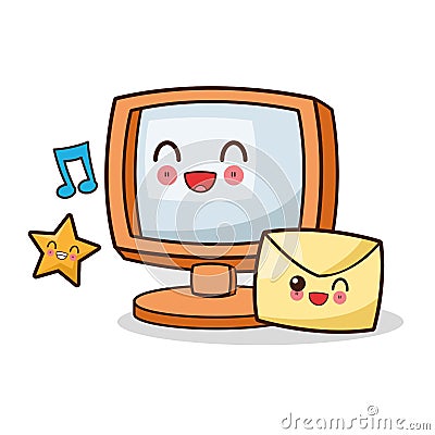 Isolated Kawaii Computer Design Cartoon Vector | CartoonDealer.com ...