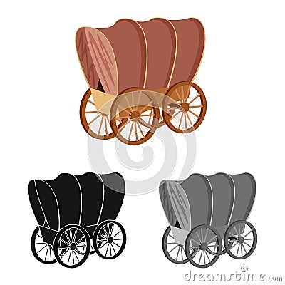 Vector Illustration Of Stagecoach And Wagon Sign. Set Of Stagecoach And ...