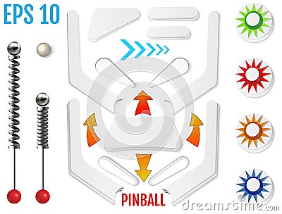 Isolated Pinball Elements. Realistic Mockup Set Vector Illustration ...