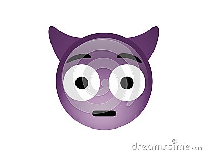 Purple Demon Devil Embarrassed Face Icon With Horns Cartoon Vector ...