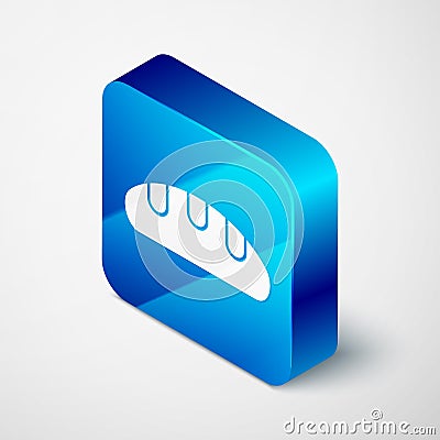 Isometric Bread Loaf Icon Isolated On Grey Background. Blue Square ...