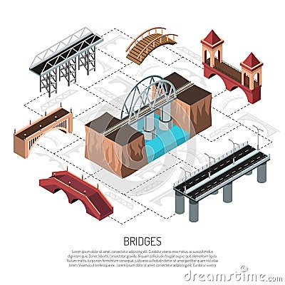 Isometric Bridges Flowchart Vector Illustration | CartoonDealer.com ...