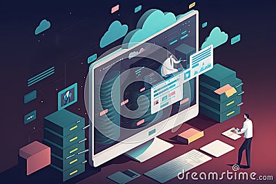 Isometric Concept Of Cloud Computing And Data Storage Royalty-Free ...