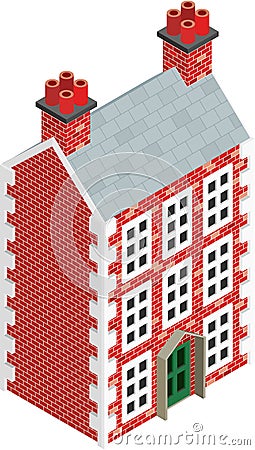 Isometric Dolls House Drawing With Solid Fill Vector Illustration ...