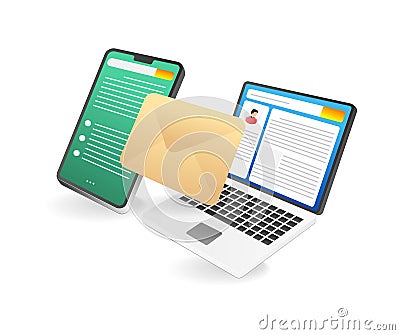 Isometric Flat 3d Illustration Concept Of Emailing Smartphone And ...