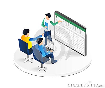 Isometric Flat 3d Illustration Concept Of Learning Excel Application ...