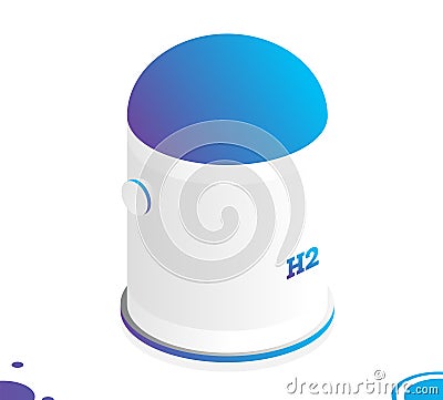 Isometric H2 Hydrogen Storage Tank. Object Isolated On White Background ...