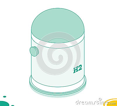 Isometric H2 Hydrogen Storage Tank. Outline Object Isolated On White ...