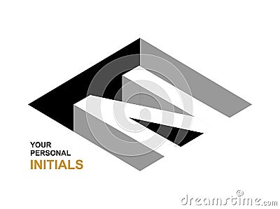 Isometric Letter N. Template For Creating Logos, Emblems, Monograms ...