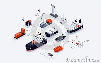Isometric Pixel Art Cargo Ships And Containers Stock Illustration ...