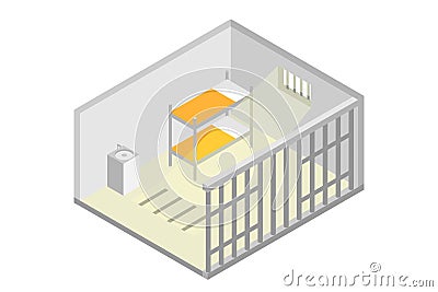 Isometric Prison Cell. Vector Jail, Incarceration Concept ...