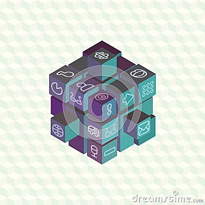 Isometric Projection Infographic Array Of Cubes Cartoon Vector ...