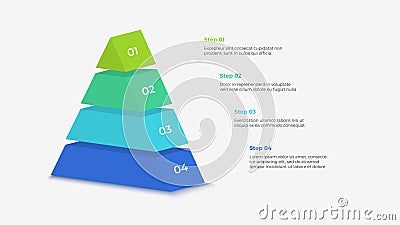 Isometric Pyramid For Infographic. Diagram Divided Into 4 Parts Cartoon ...