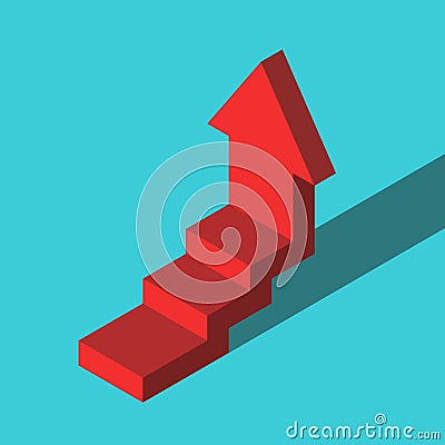 Isometric Red Stepped Arrow Cartoon Vector | CartoonDealer.com #150972811