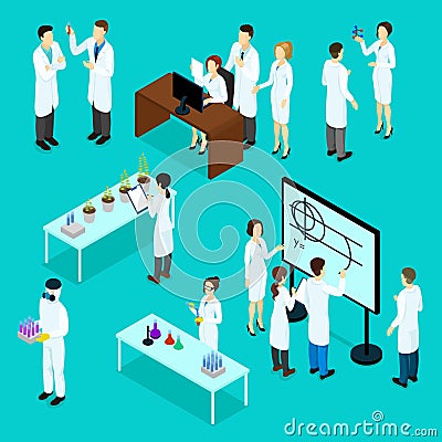 Isometric Scientists Characters Set Cartoon Vector | CartoonDealer.com ...