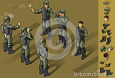 Isometric Set Of Military People Standing Stock Image - Image: 21318321