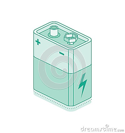 Isometric 9V Battery Isolated On White Background. Nine Volt Battery ...