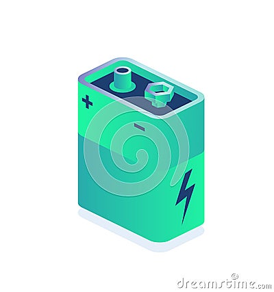 Isometric 9V Battery Isolated On White Background. Nine Volt Battery ...