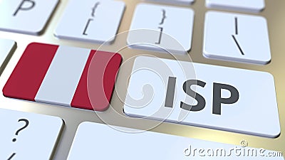 ISP or Internet Service Provider Text and Flag of Peru on the Computer ...
