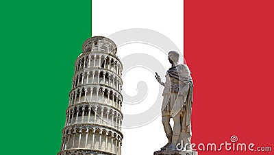 Italian Flag With Pisa Tower Royalty Free Stock Photo - Image: 3084265