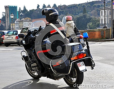 Italian Policeman On A Police Motorcycle On The Streets Of Italy ...